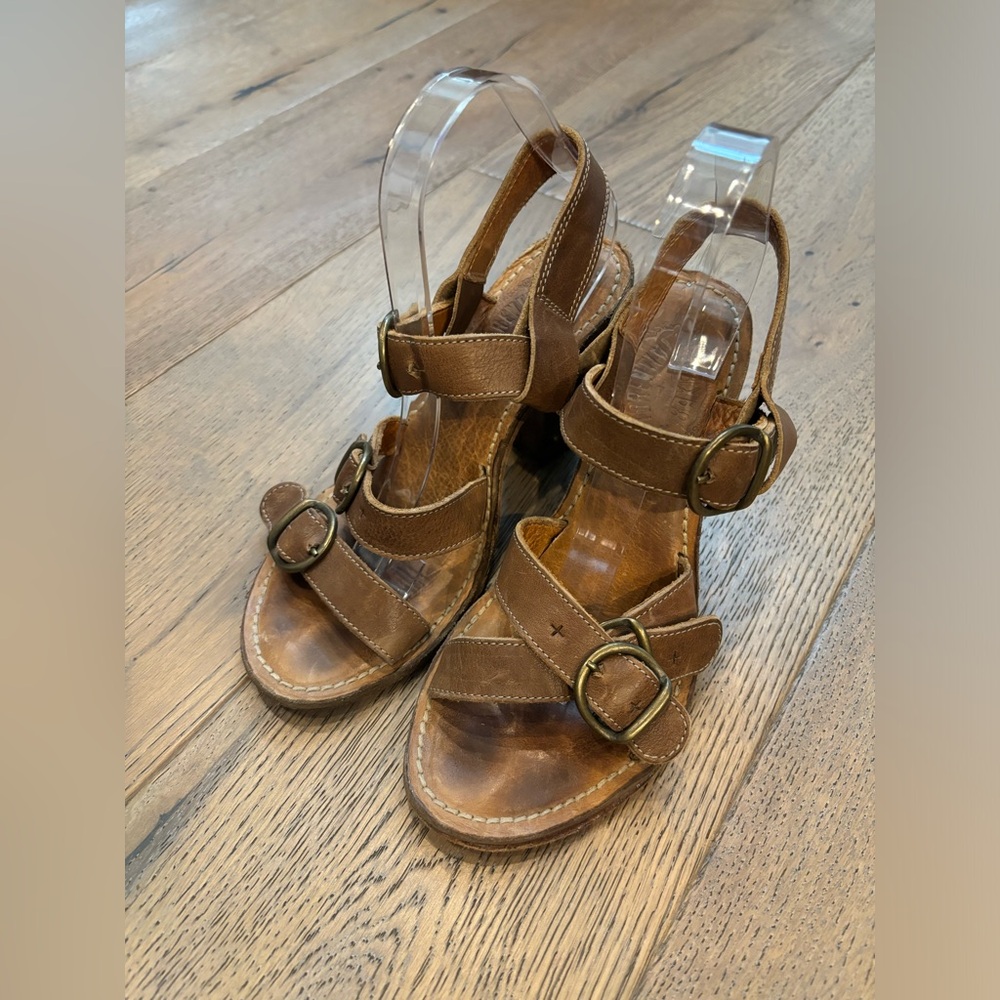 Fiorentini + Baker Brown Leather Buckle Heeled Sandal… - Gem